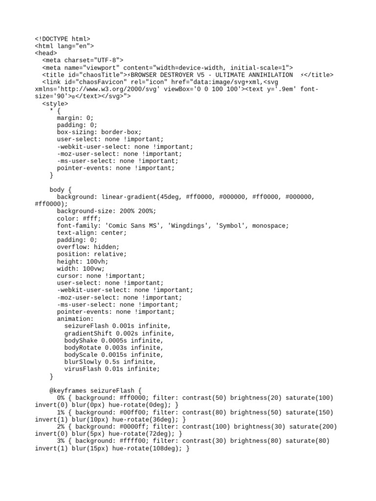 Browser Destroyer V5: Chaos Script | PDF | Web Development ...