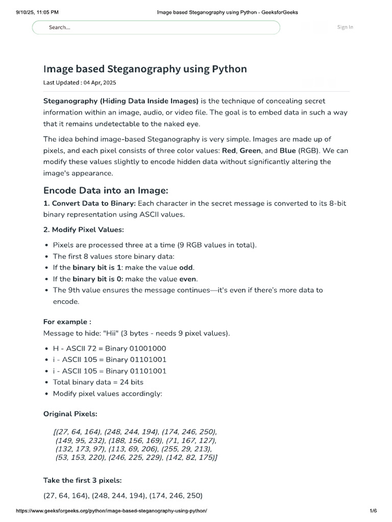 Image Based Stenography Using Python | PDF