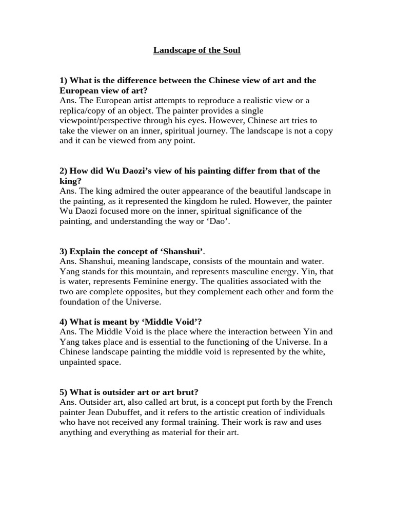 Landscape of the Soul Q and A | PDF