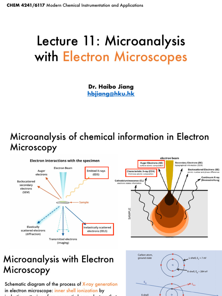 4241_Jiang_Lecture_11 | PDF | Energy Dispersive X Ray Spectroscopy | Scanning Electron Microscope