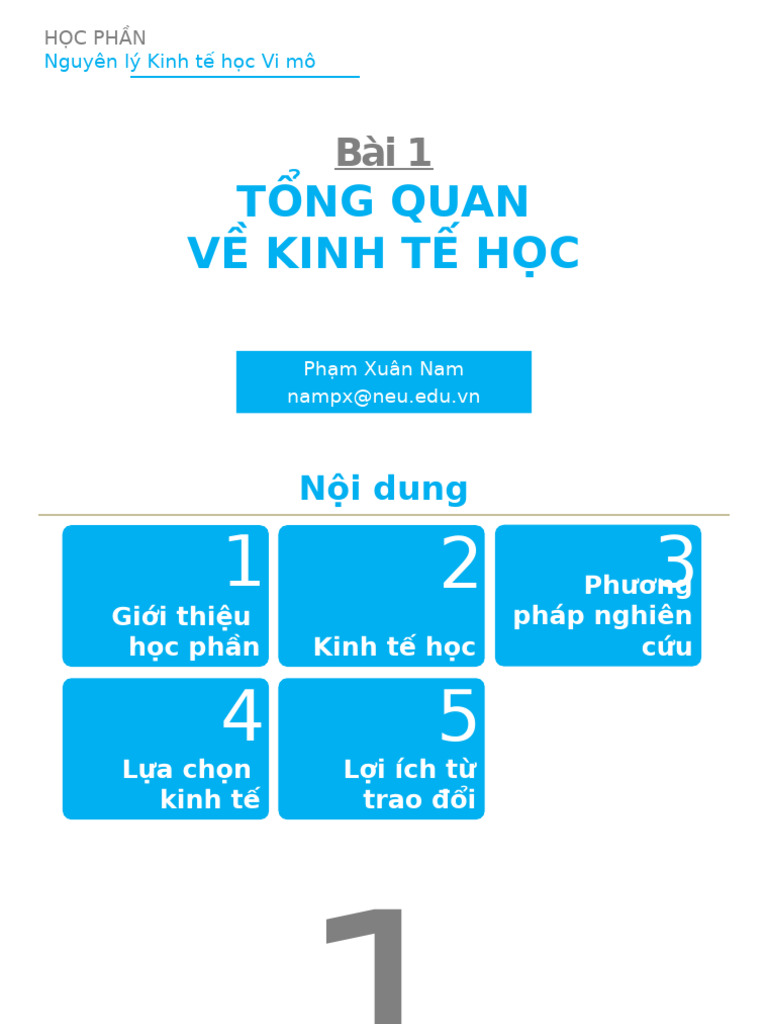 Bài 1 - Tổng Quan Về Kinh Tế Học | PDF