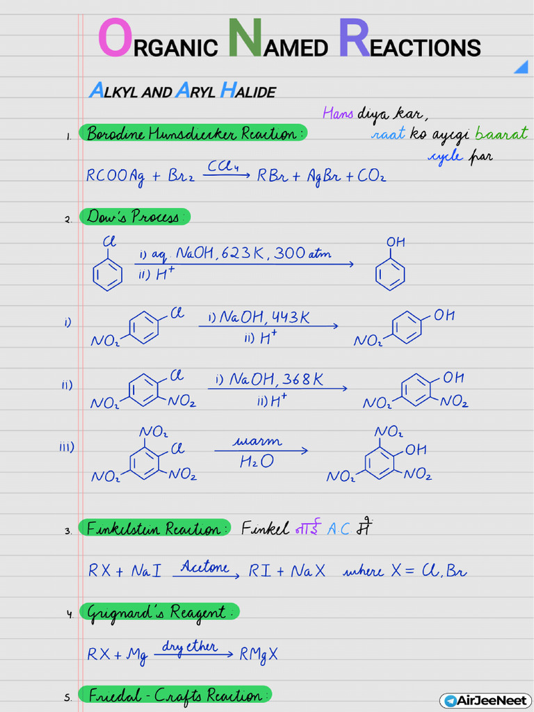 Organic Named Reactions Overview | PDF | Ether | Chemical Compounds