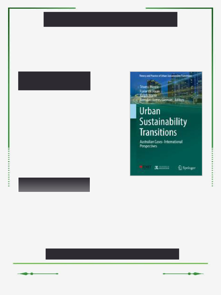 Urban Sustainability Transitions Australian Cases International ...
