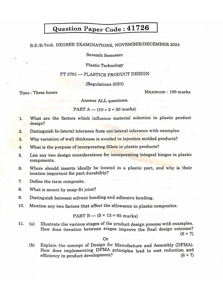 PT 3701-Plastics Product Design | PDF