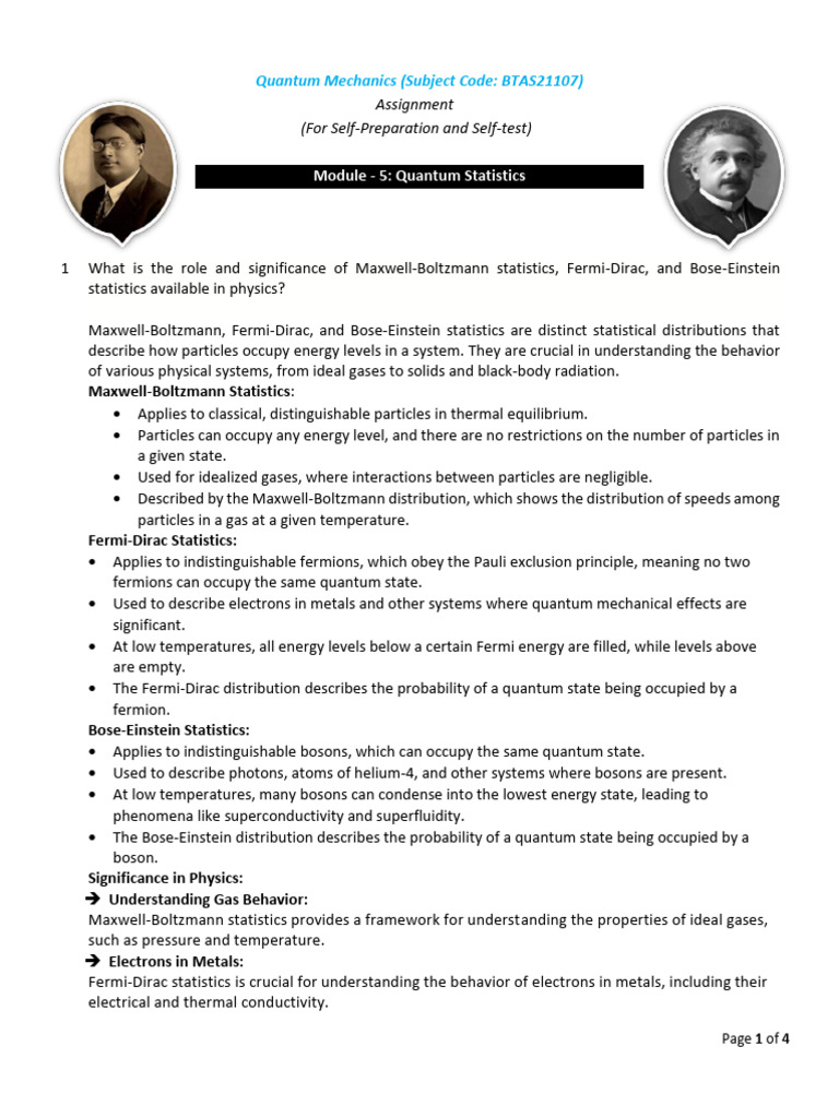 Assignment Module 5 QStat | PDF | Superconductivity | Boson
