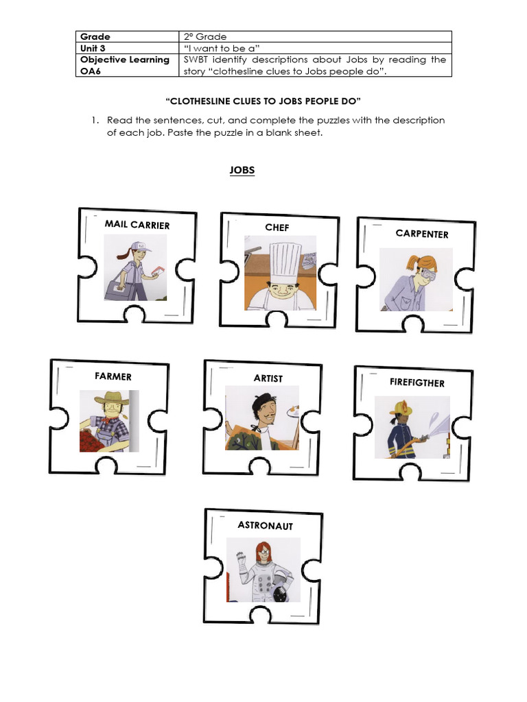 Job Descriptions Puzzle Activity | PDF | Cognitive Science | Human ...