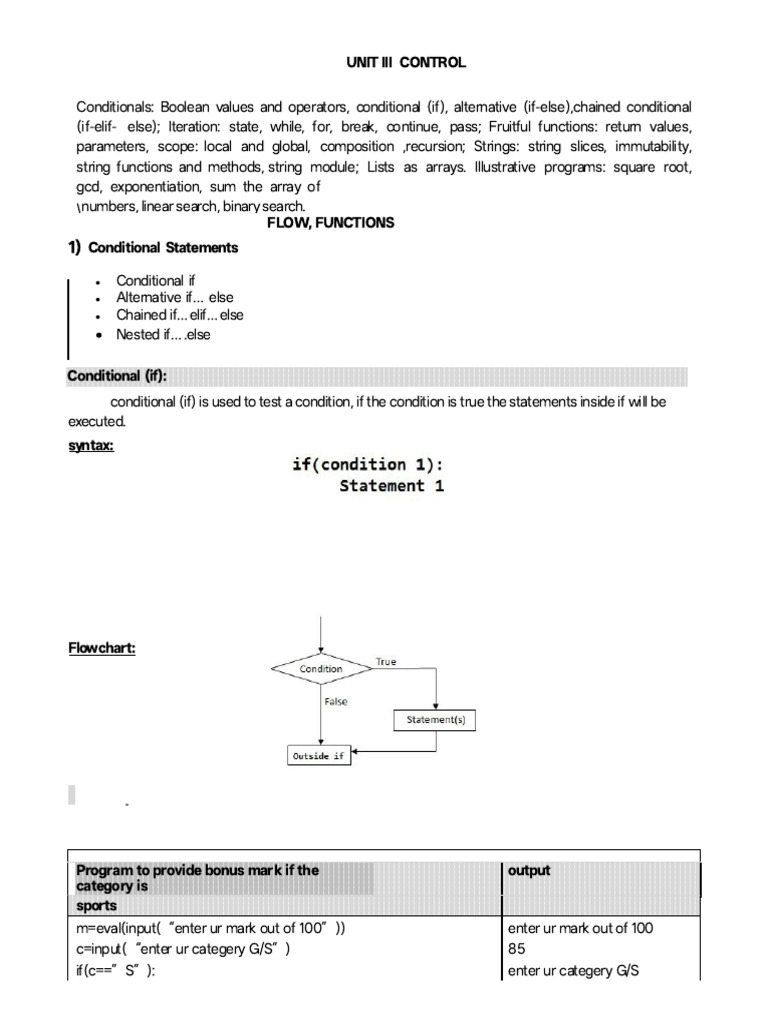 UNIT III CONTROL FLOW blackboard | PDF | Control Flow | String (Computer Science)