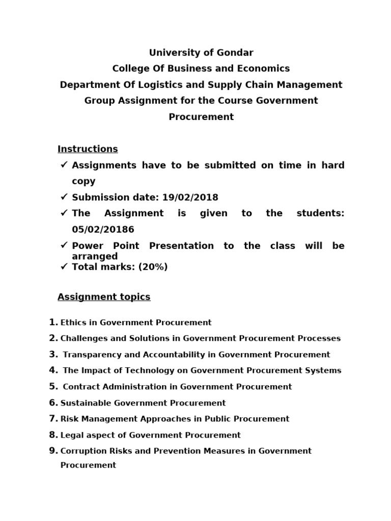 Assignment Government Procurement | PDF