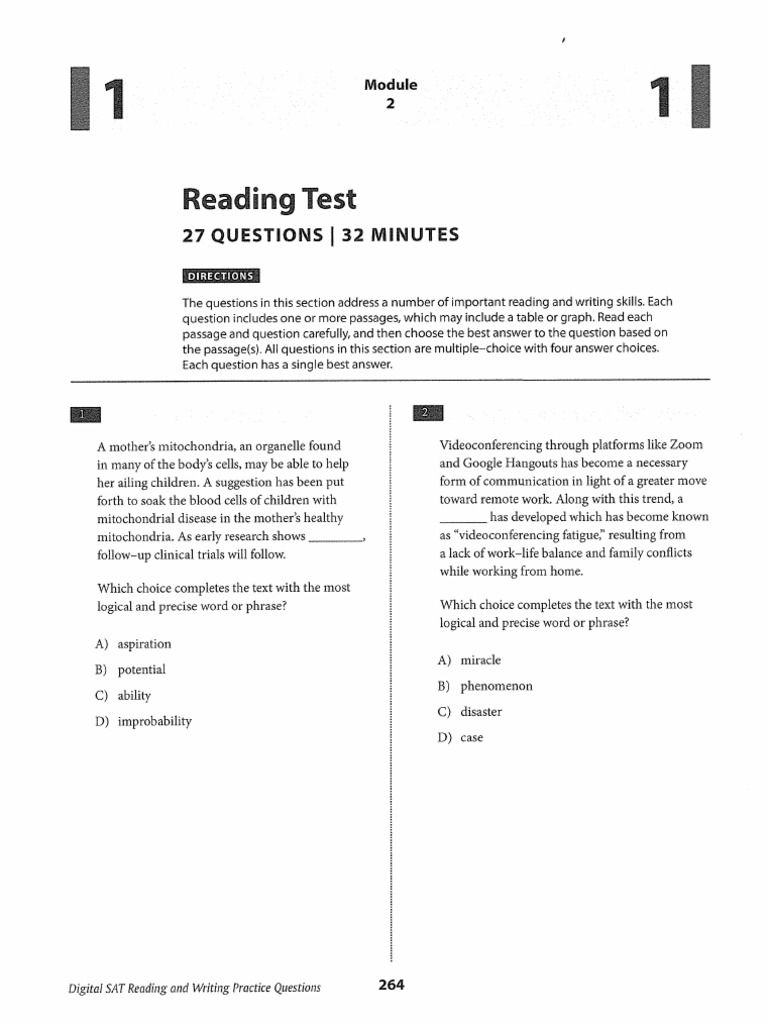 Digital SAT Reading and Writing Practice Questions Vibrant Module 2 | PDF