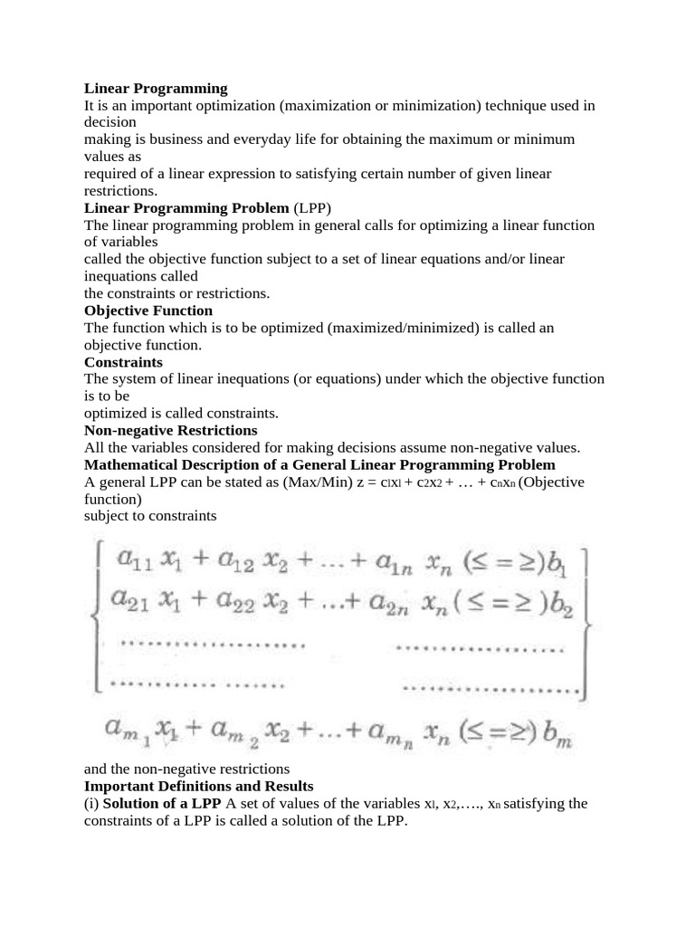 Linear Programming Definitions | PDF | Mathematical Optimization | Linear Programming