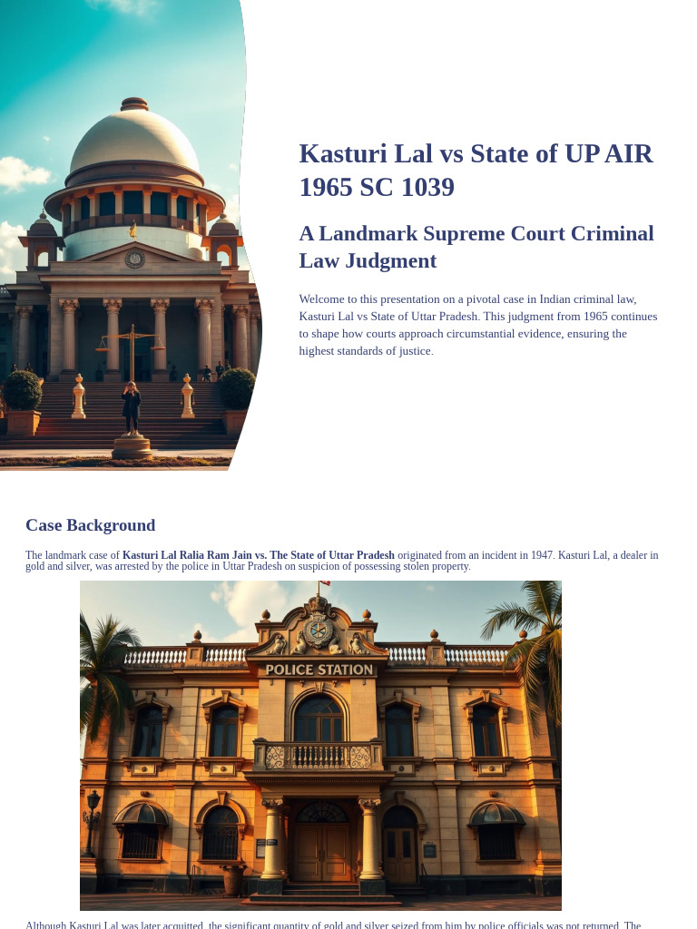 Topic Kasturi Lal vs State of UP AIR 1965 SC 1039 (1) Copy | PDF ...