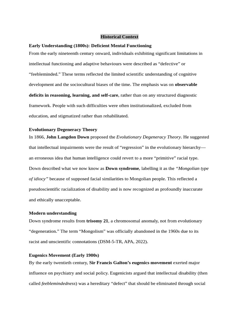 Evolution of Intellectual Disability Terms | PDF | Intellectual ...