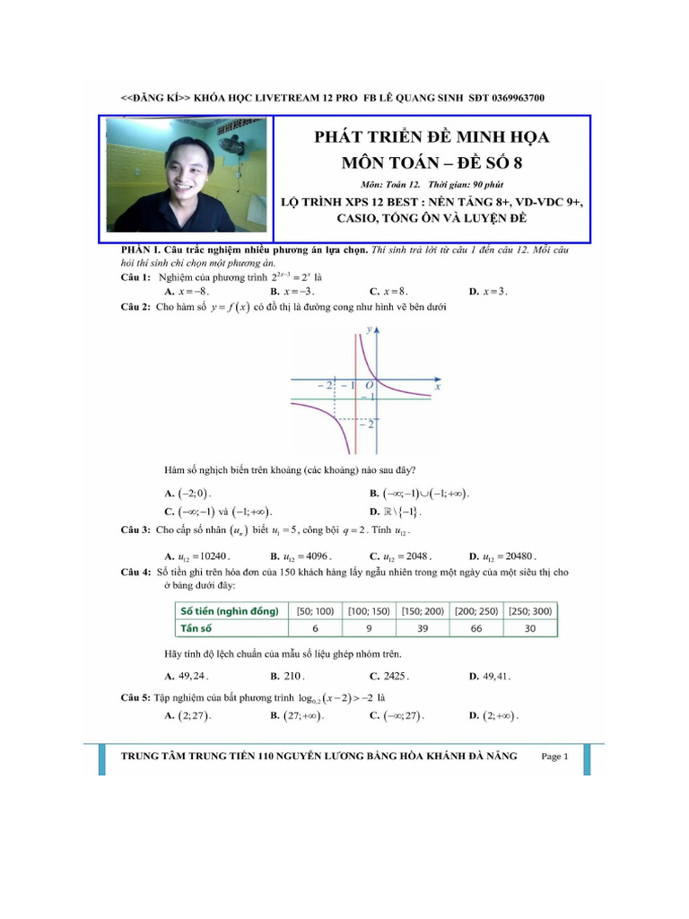 Đề Phát Triển Theo Đề Minh Họa Số 8 | PDF