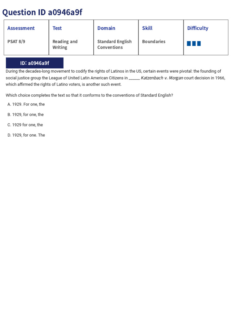 SAT Suite Question Bank - PSAT Standard English Conventions ...