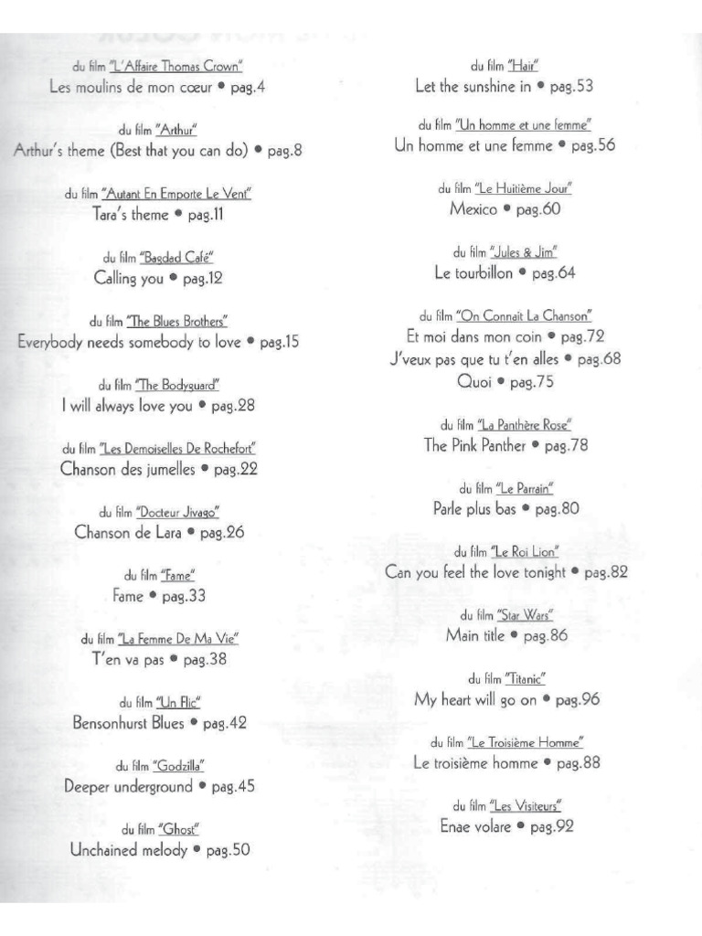 100 Films Sheet Music Collection Piano Vocal Guitar | PDF