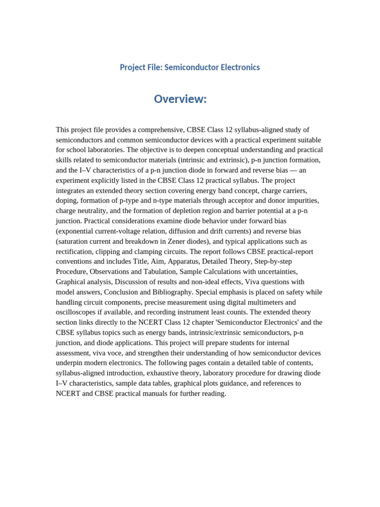 Semiconductor Electronics Project Guide | PDF | Diode | P–N Junction