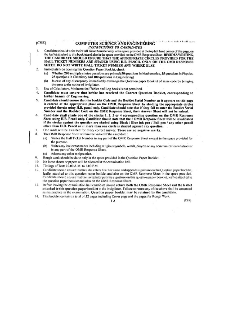 Odisha AEE Computer Science Paper | PDF