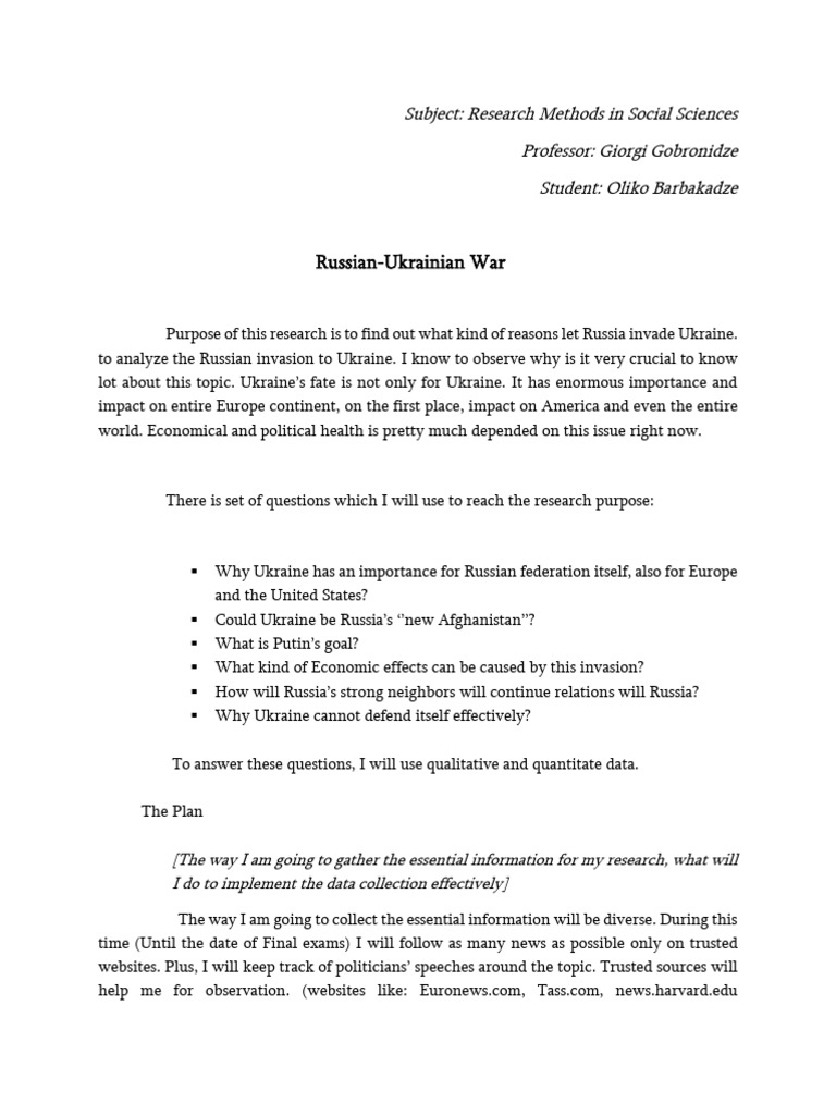 Analyzing Russia's Invasion of Ukraine | PDF | Russia–Ukraine Relations ...