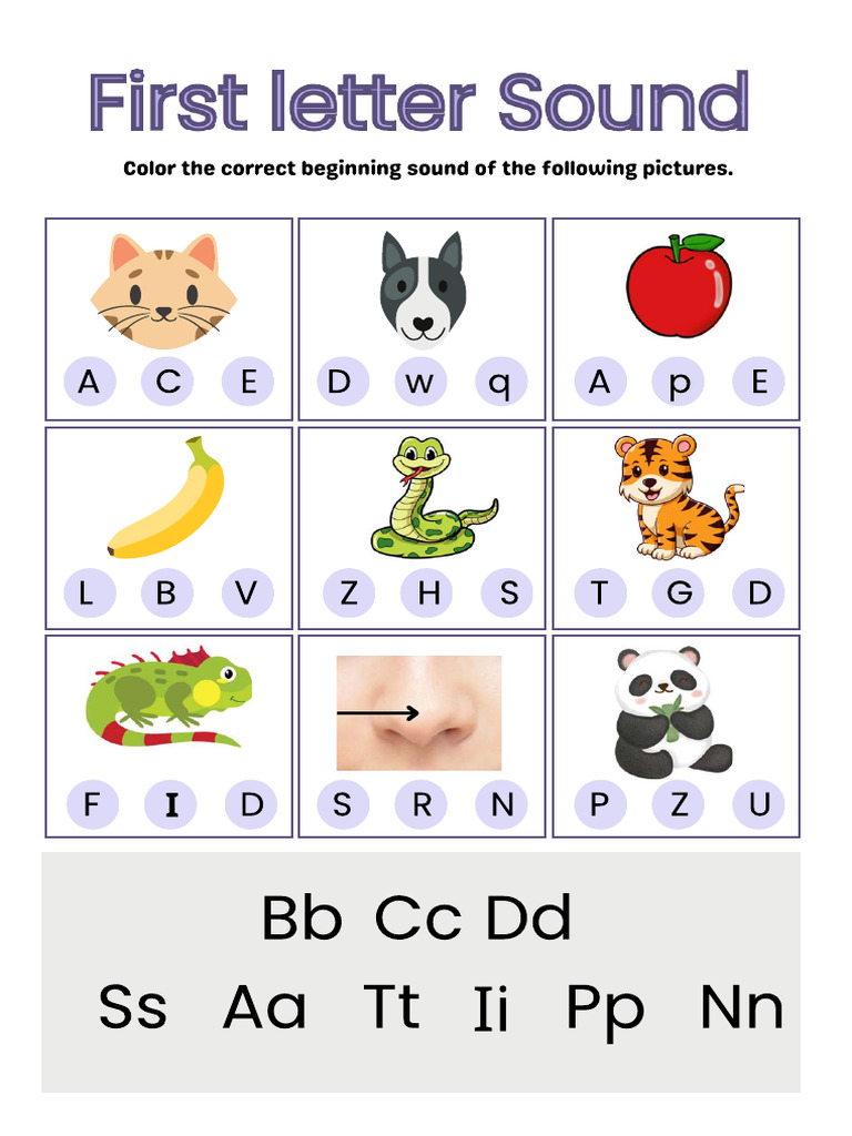 Beginner Phonics Animal Names Worksheet For Preschool | PDF