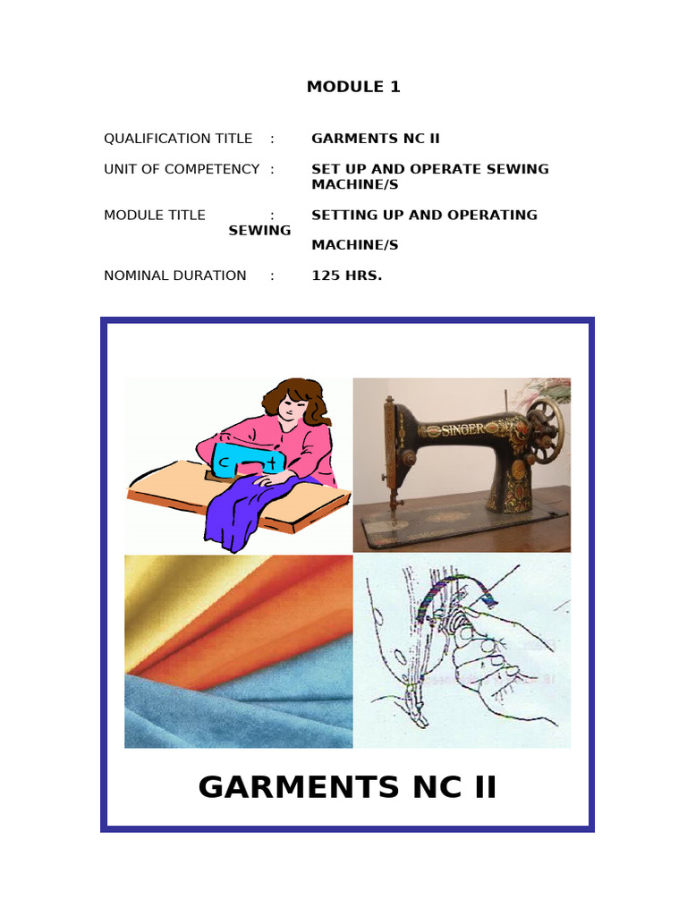 Y2 - Module 1 - Set and Operate Machines | PDF | Sewing Machine | Sewing