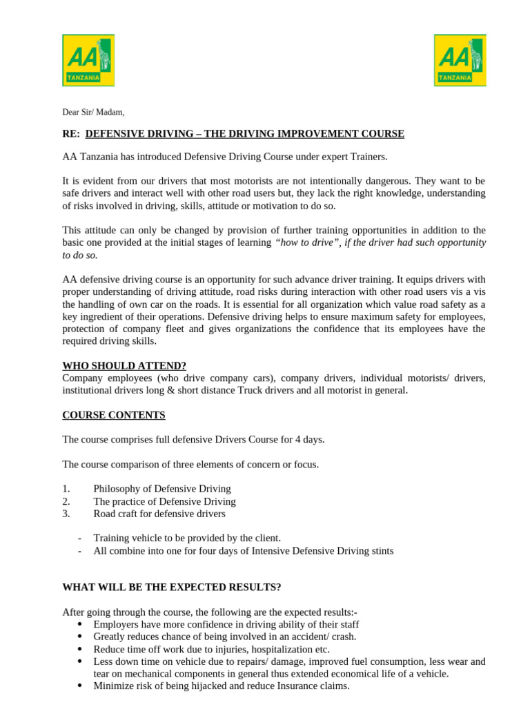 Defensive Driving Course Overview | PDF | Driving | Transport