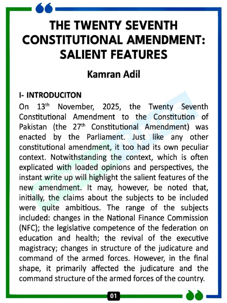 Twenty Seventh Amendment Salient Features | PDF