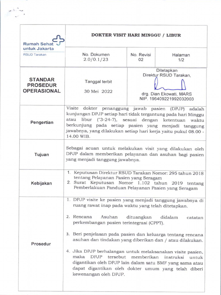 SPO Dokter Visist Hari Minggu Libur | PDF