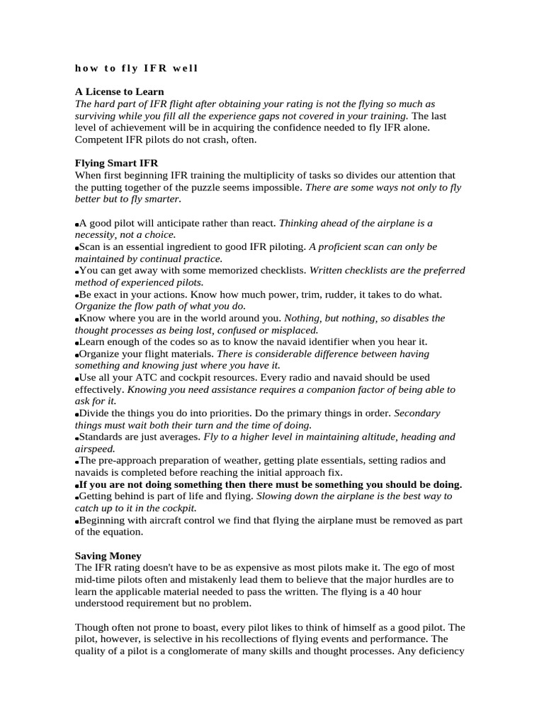 how to fly IFR well | PDF | Instrument Flight Rules | Visual Flight Rules
