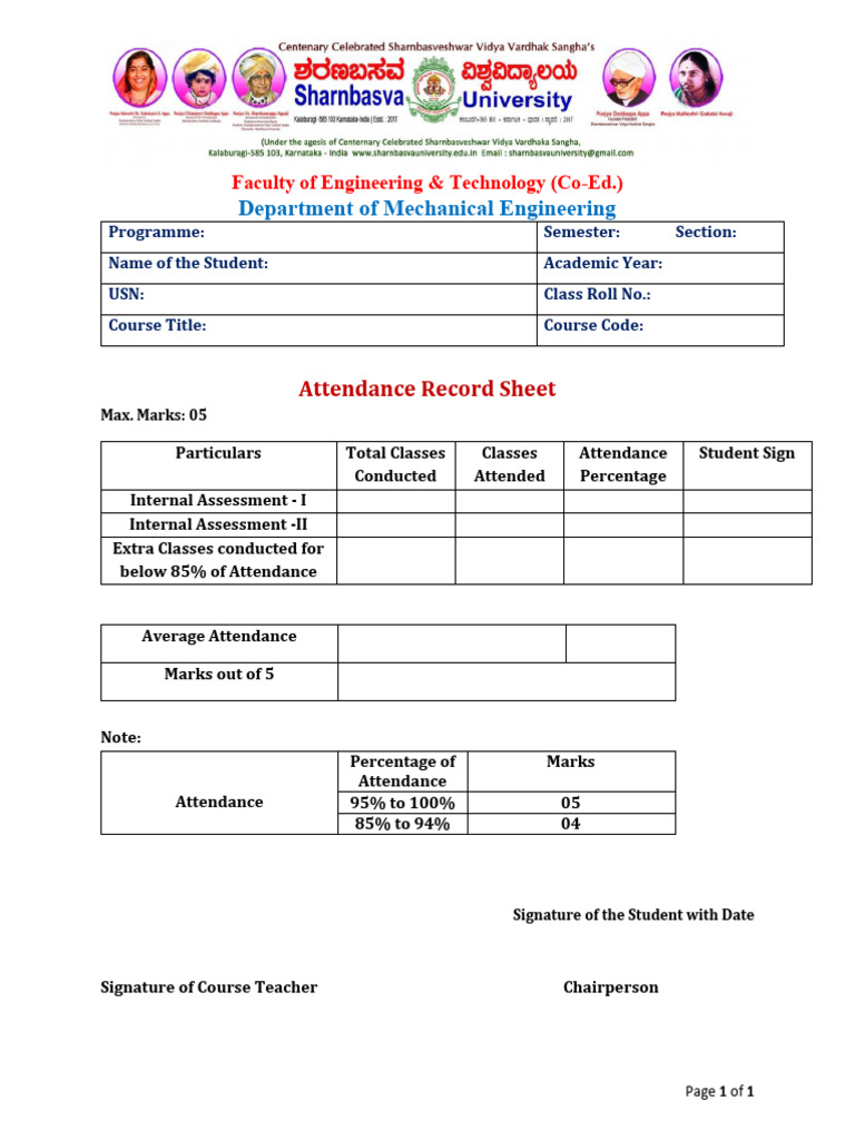 Attendance Sheet | PDF