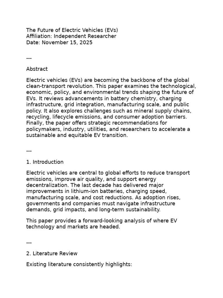 Future Trends in Electric Vehicles | PDF | Electric Vehicle | Economies