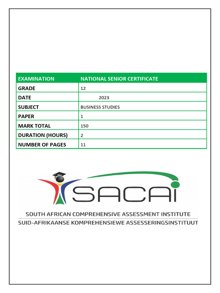 2023-Grade 12-BS-Preliminary Examination - Paper 1 | PDF | Employment ...