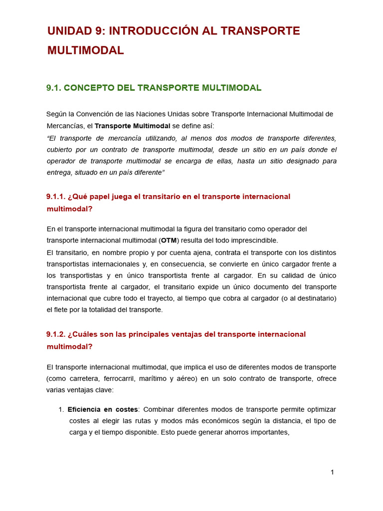 Ud9_ Introducción Al Transporte Multimodal | PDF | Transporte | Logística