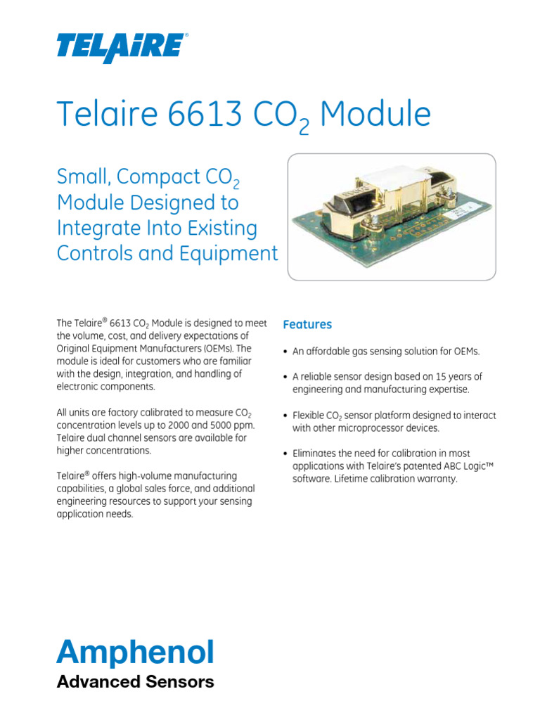 AAS 920 448J Telaire 6613 Module 091814 Web | PDF | Sensor | Calibration