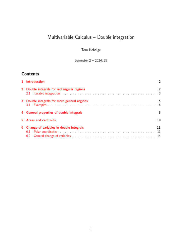 Double Integration | PDF | Integral | Function (Mathematics)