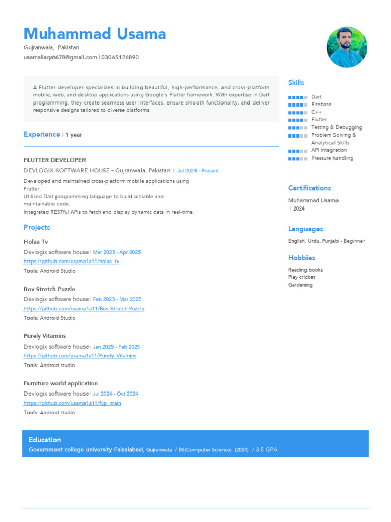 Muhammad Usama(Cv) | PDF | Software Development | Cross Platform Software
