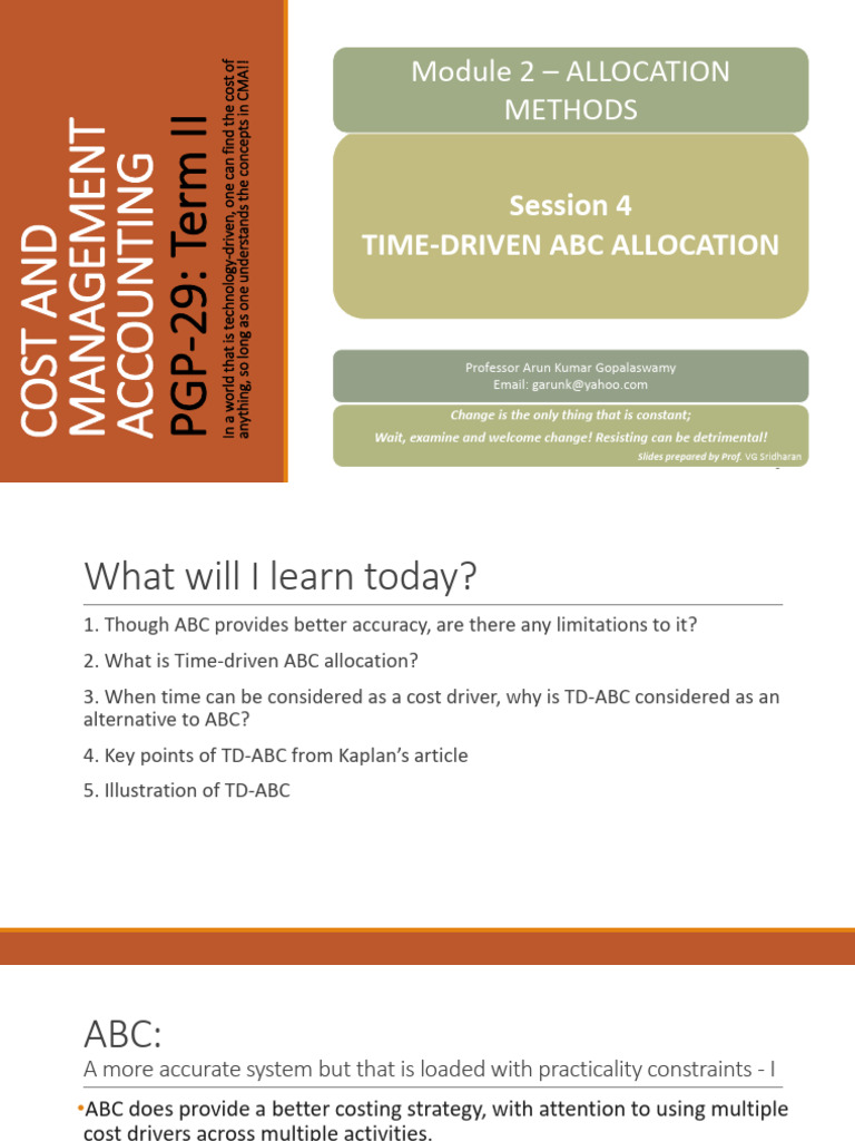 Time-Driven Activity-Based Costing Guide | PDF