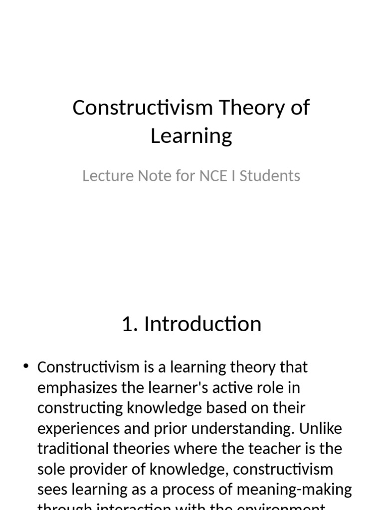 Constructivism Lecture Presentation Pdf