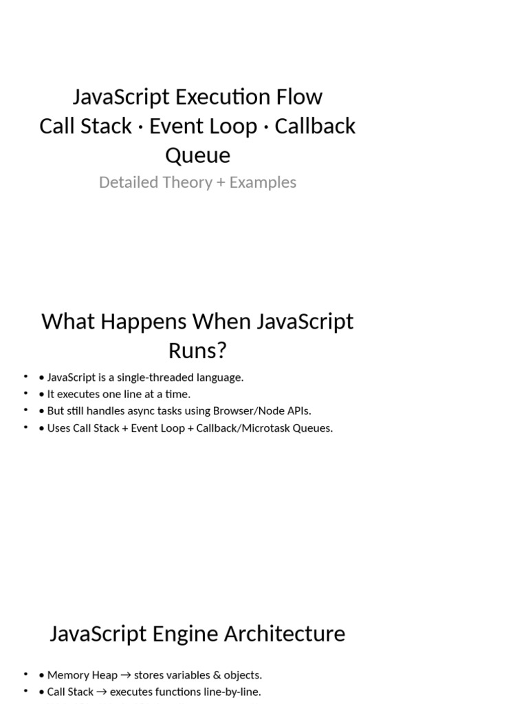 JS Execution Deep Theory Presentation | PDF | Java Script | Software Engineering