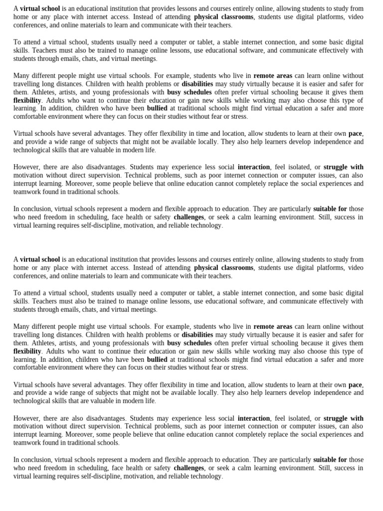 A Virtual School is an Educational Institution That Provides Lessons and Courses Entirely Online ...