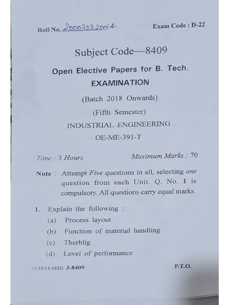 5th Sem Question Papers | PDF