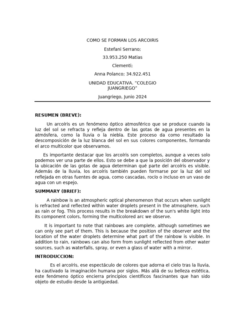 Como Se Forman Los Arcoiris | PDF | Arco iris | Color
