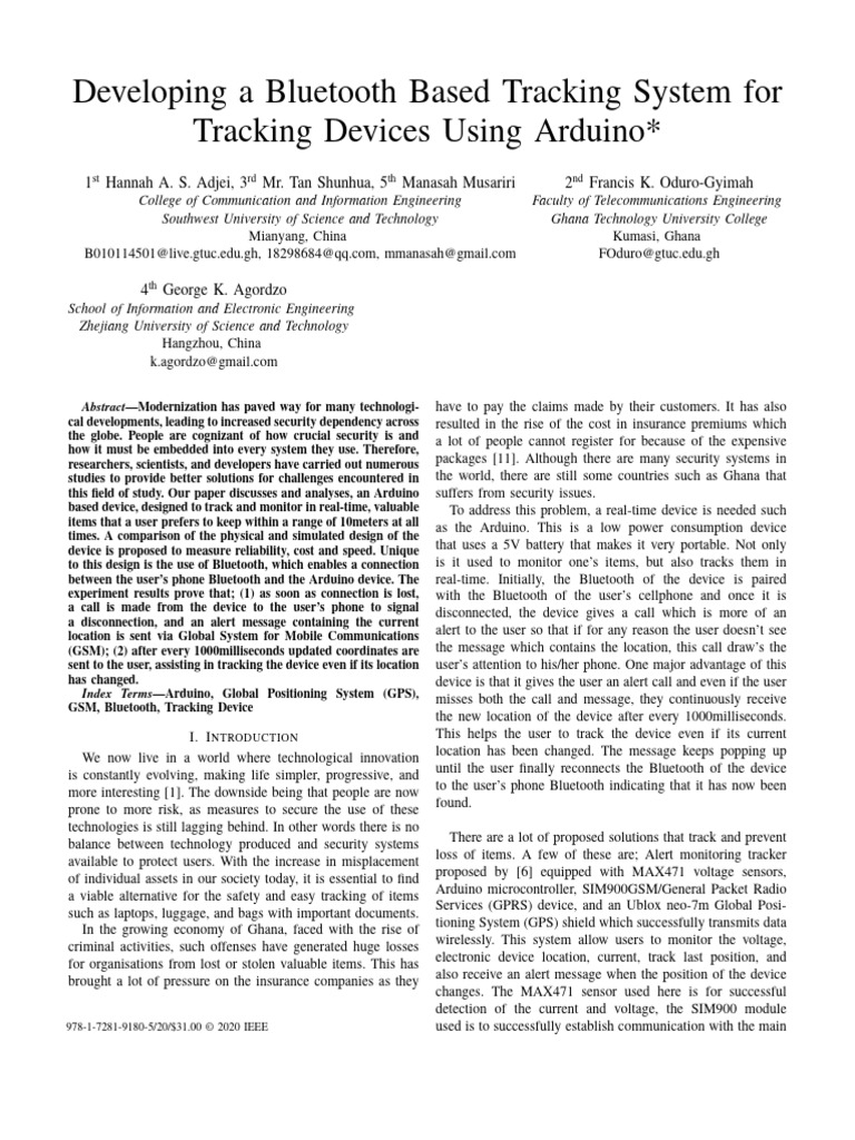 Developing A Bluetooth Based Tracking System For Tracking Devices Using ...