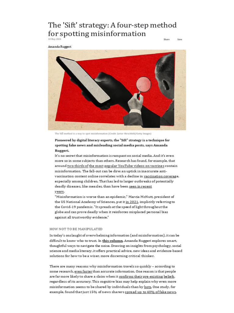 The 'Sift' Strategy - A Four-Step Method For Spotting Misinformation ...