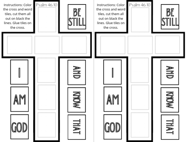 Psalm 4610 Memory Verse Cross Craft (10.5 X 8 In) PDF | PDF
