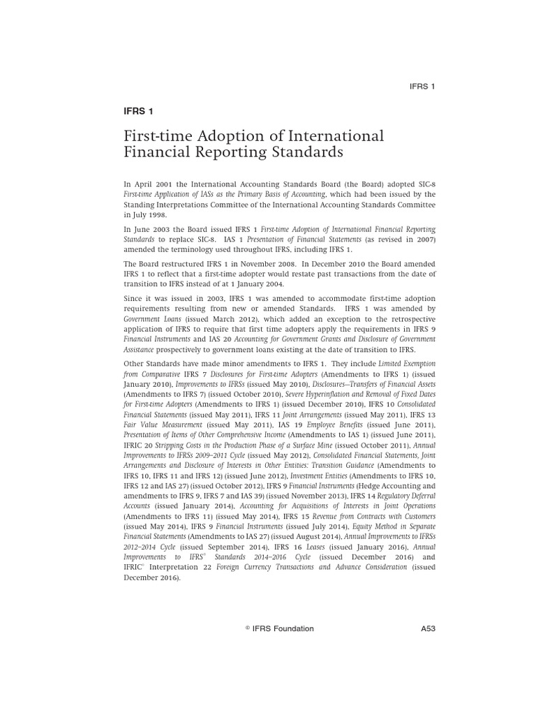 IFRS 1 First-Time Adoption of International Financial Reporting Standards | PDF | International ...