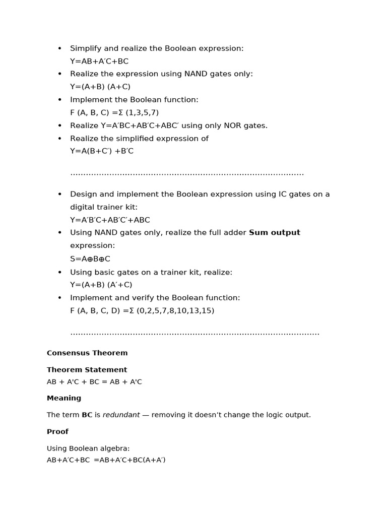 Simplify and Realize The Boolean Expression | PDF
