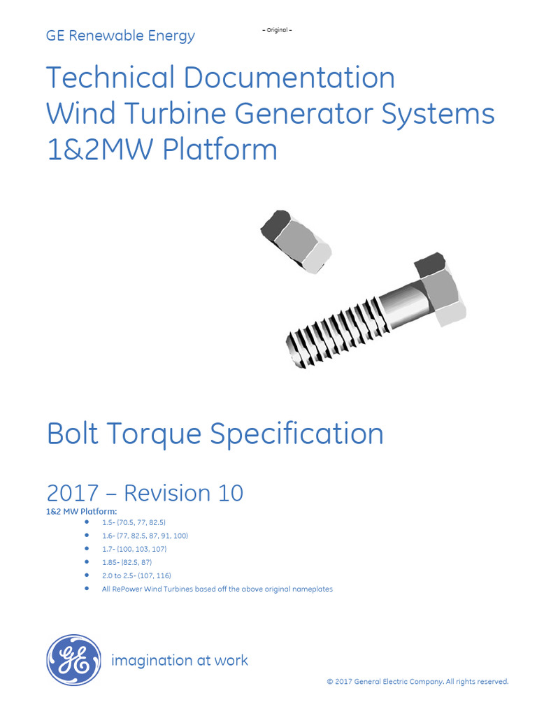 Bolt Torque Specs for 1-2MW Turbines | PDF | Screw | Nut (Hardware)