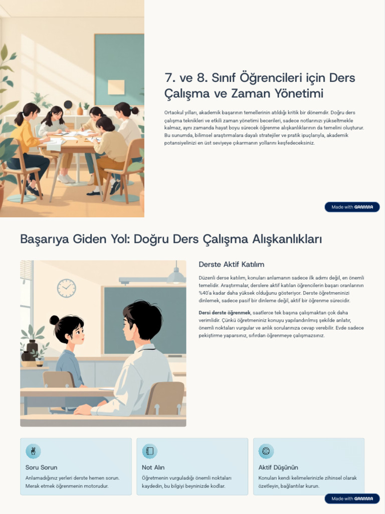 7 Ve 8 Sinif Ogrencileri Icin Ders Calisma Ve Zaman Yonetimi | PDF