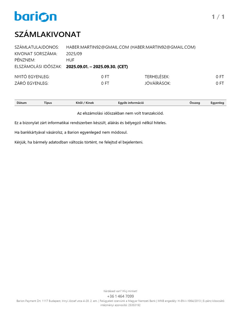 Barion 6063522 2025 9 HUF | PDF