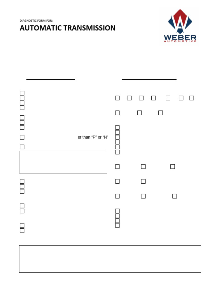 Automatic Transmission Checklist 1626185982 | PDF | Manufactured Goods ...